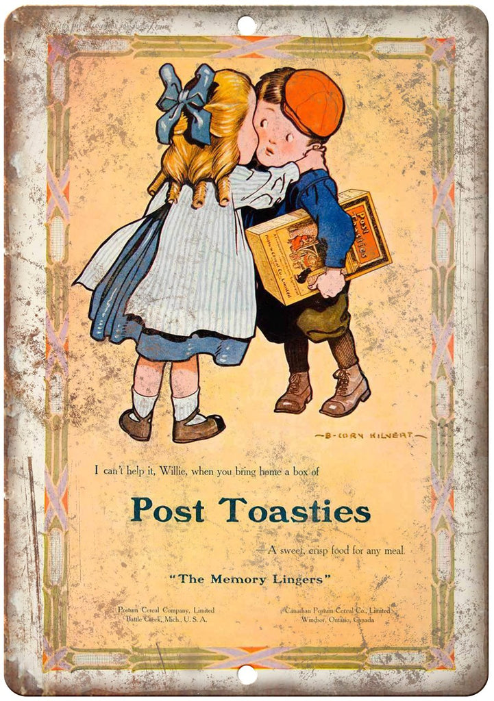 Post Toasties Vintage Cereal Metal Sign | Rusty Walls – Rusty Walls ...