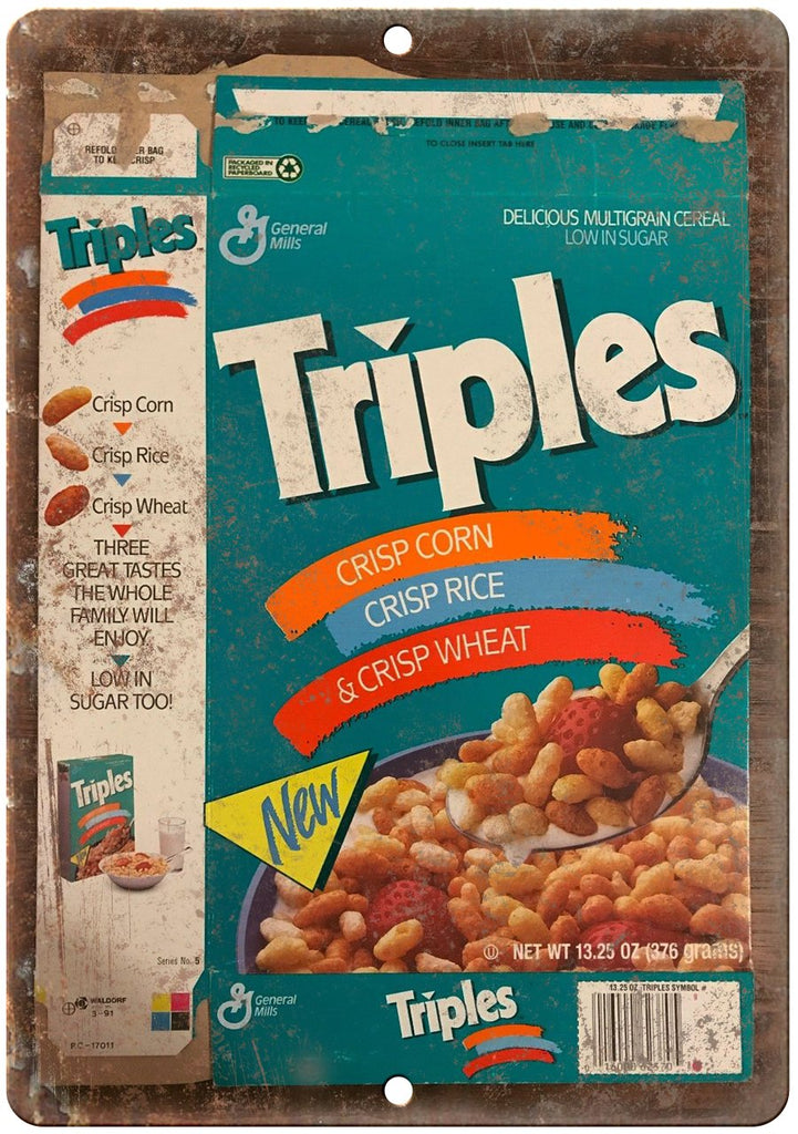 Triples Vintage Cereal Box Art Metal Sign | Rusty Walls – Rusty Walls ...