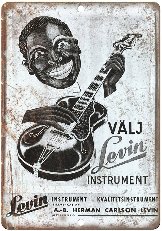 Levin Instrument Herman Carlson Levin Guitar Metal Sign | Rusty Walls ...