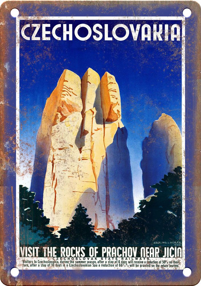 Vintage Czechoslovakia Travel Poster Reproduction Metal Sign | Rusty ...