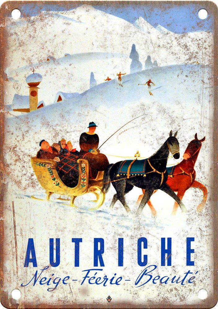 Vintage Autriche Travel Poster Reproduction Metal Sign | Rusty Walls ...