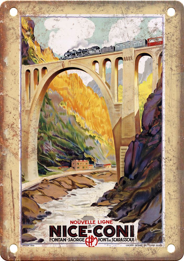 Vintage Nice France Travel Poster Reproduction Metal Sign | Rusty Walls ...
