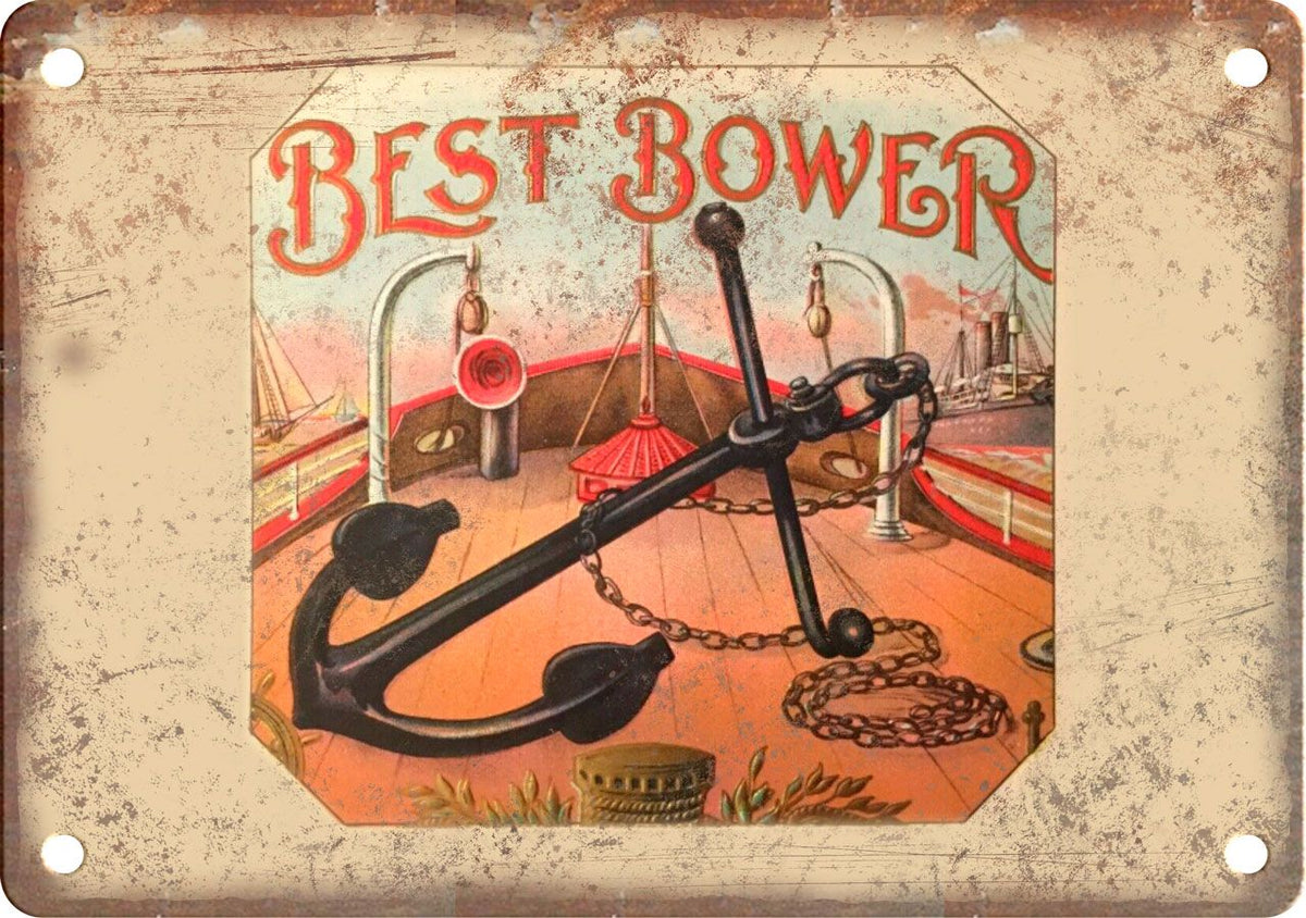 Best Bower Cigar Box Label Metal Sign | Rusty Walls – Rusty Walls Sign Shop