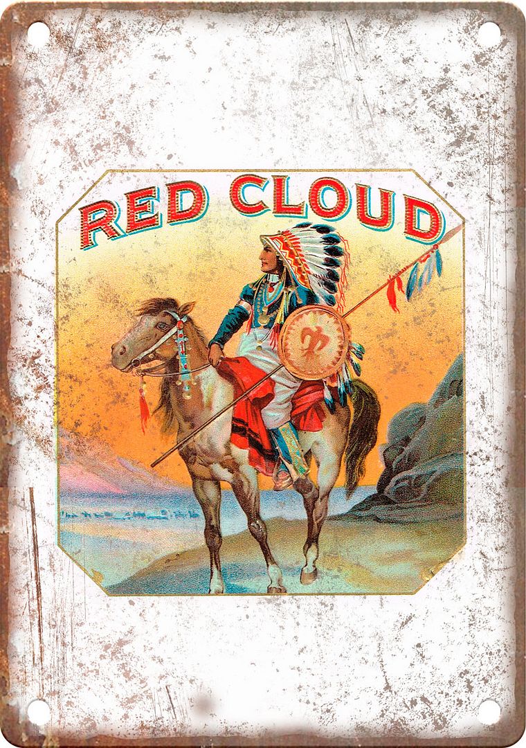 Red Cloud Cigar Box Label Metal Sign | Rusty Walls – Rusty Walls Sign Shop