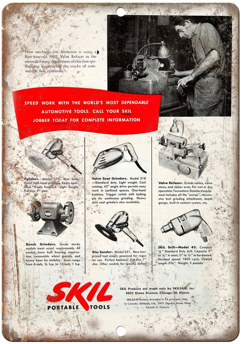 Skil Portable Tools Ad Metal Sign | Rusty Walls – Rusty Walls Sign Shop