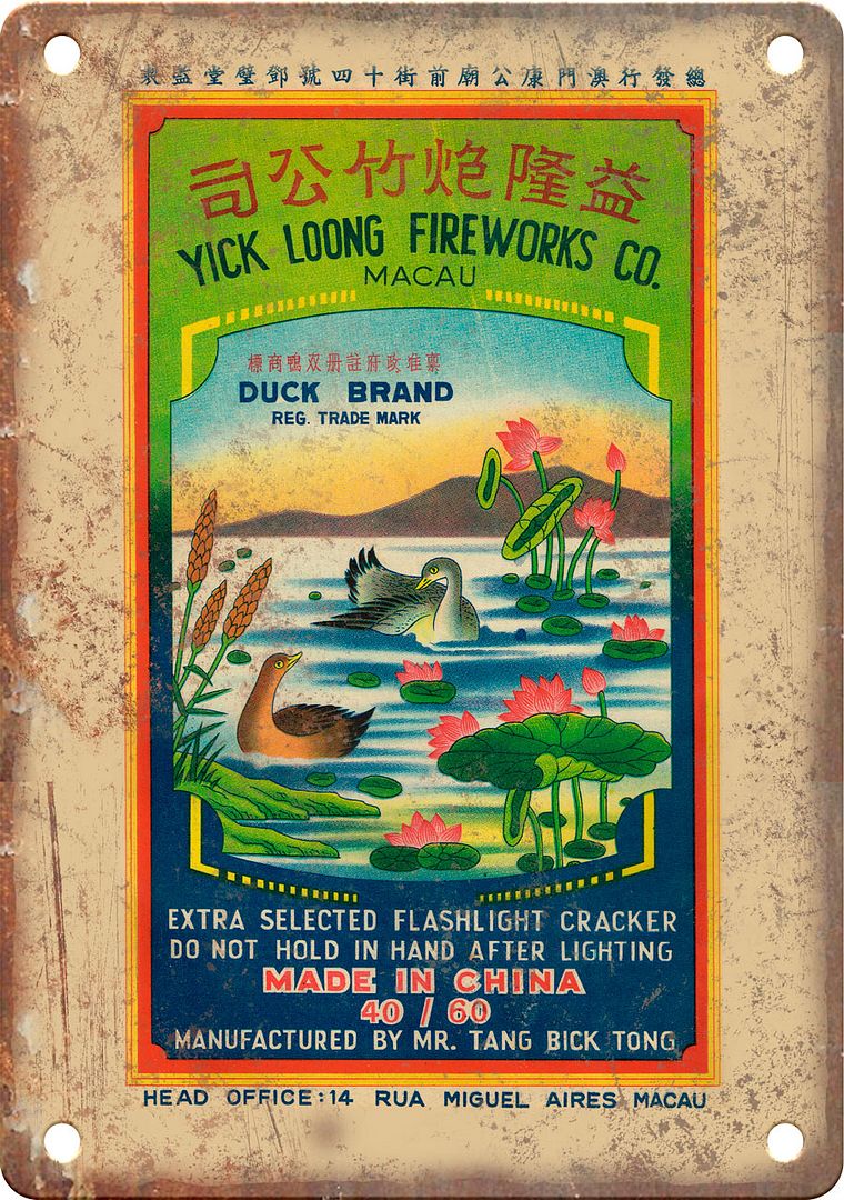 Duck Brand Firecracker Package Art Metal Sign | Rusty Walls – Rusty ...