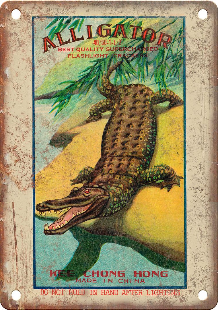 Alligator Firework Wrapper Art Metal Sign | Rusty Walls – Rusty Walls ...