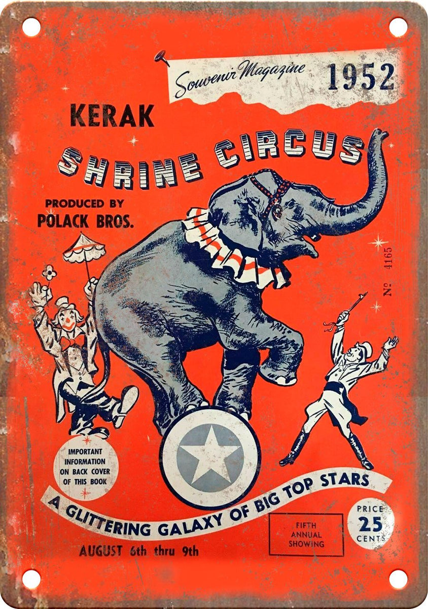 Kerak Shrine Circus Poster Metal Sign | Rusty Walls – Rusty Walls Sign Shop