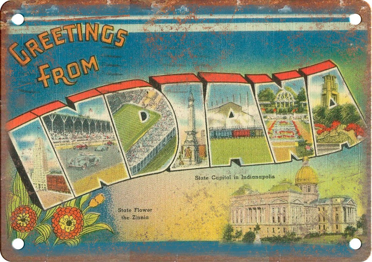 Indiana Indianapolis Greetings From Metal Sign | Rusty Walls – Rusty ...