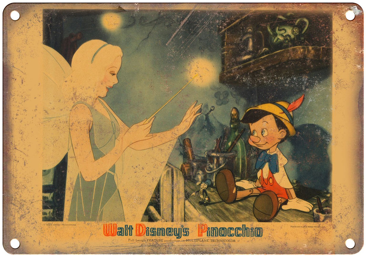 Pinocchio Vintage Cinema Lobby Card Metal Sign | Rusty Walls – Rusty ...